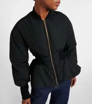 Alaïa Peplum Bomber Jacket - Black