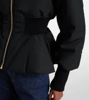 Alaïa Peplum Bomber Jacket - Black