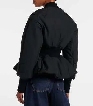 Alaïa Peplum Bomber Jacket - Black
