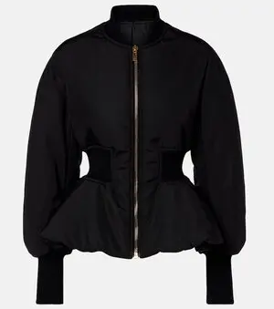 Alaïa Peplum Bomber Jacket - Black