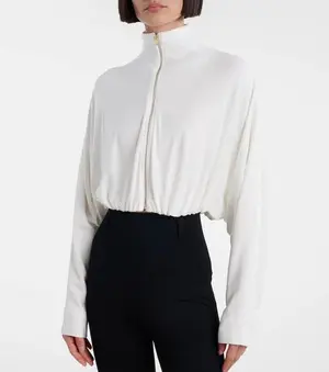 Alaïa Draped Mockneck Jersey Jacket