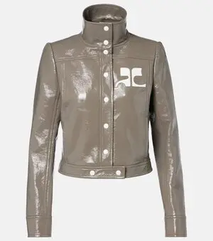 COURREGES Courreges Logo Vinyl Cropped Jacket Grey