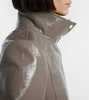 COURREGES Logo Vinyl Cropped Jacket - Grey