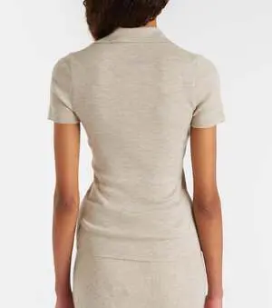Max Mara Albero Ribbed-knit Wool Polo Shirt - Beige