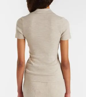 Max Mara Albero Ribbed-knit Wool Polo Shirt - Beige