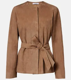 Max Mara Belted Suede Jacket - Beige