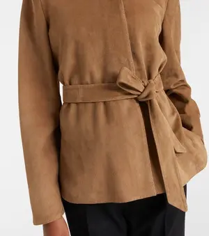 Max Mara Belted Suede Jacket - Beige