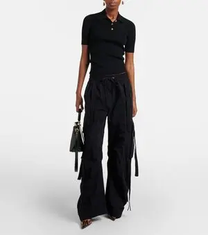 Dolce & Gabbana Embellished Ribbed-knit Polo Shirt - Black