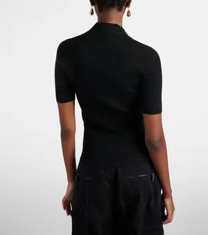 Dolce & Gabbana Embellished Ribbed-knit Polo Shirt - Black