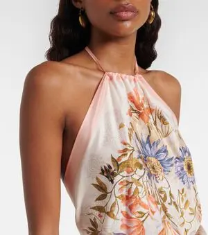 Etro Floral Halterneck Silk Top - Multicoloured