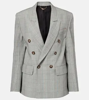 Victoria Beckham Virgin Wool Double-breasted Blazer - Grey
