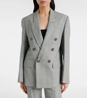 Victoria Beckham Virgin Wool Double-breasted Blazer - Grey