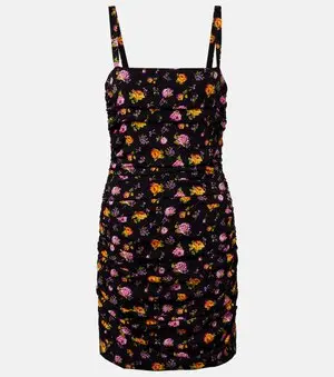 Dolce & Gabbana Floral Silk-blend Charmeuse Minidress - Black
