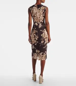 Dolce & Gabbana Floral Silk-blend Charmeuse Midi Dress - Brown