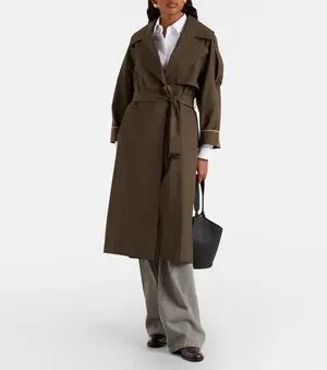 Max Mara The Cube Cotton-blend Twill Trench Coat - Green