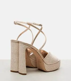 JIMMY CHOO Karli 125 Glitter Platform Sandals - Gold
