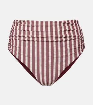 Simkhai Striped Bikini Bottom - Burgundy