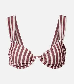 Simkhai Anniston Striped Bikini Top Burgundy