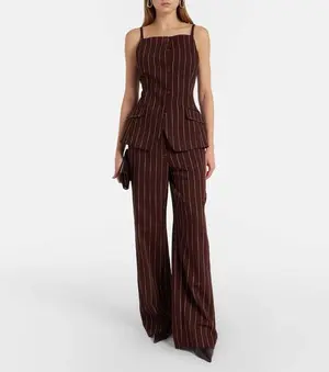 Simkhai Tavar Pinstripe Wide-leg Pants - Burgundy