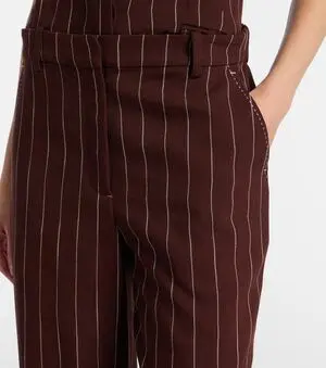 Simkhai Tavar Pinstripe Wide-leg Pants - Burgundy