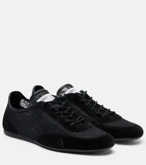 JIMMY CHOO Sunny Lace-trimmed Sneakers - Black