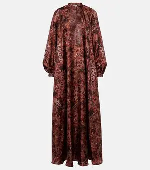 Max Mara Alpe Embellished Silk Maxi Dress Multicoloured