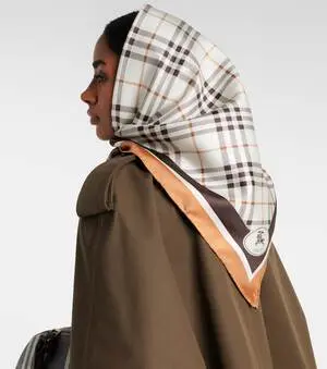 Burberry Check Silk Twill Scarf - Brown