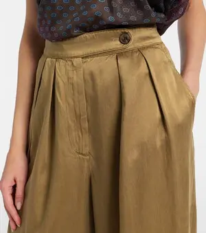 Dries Van Noten Pleated High-rise Wide-leg Pants - Brown