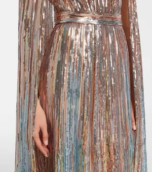 Elie Saab Sequined Caped Gown