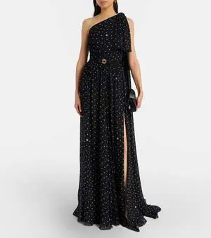 Elie Saab Polka-dot One-shoulder Gown