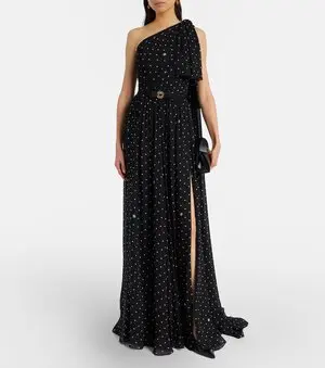 Elie Saab Polka-dot One-shoulder Gown