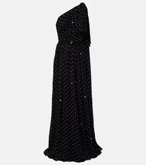 Elie Saab Polka-dot One-shoulder Gown - Black
