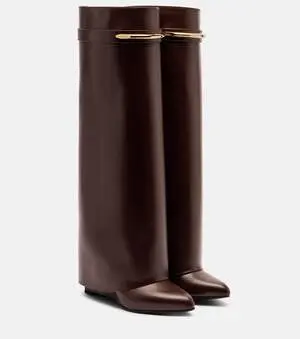 Givenchy Shark 95 Leather Knee-high Boots - Brown