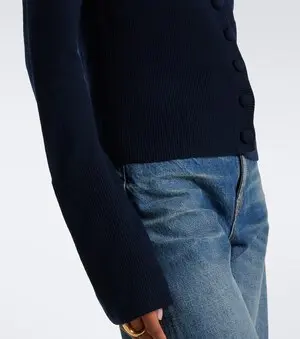 Chloé Logo Wool Cardigan - Blue