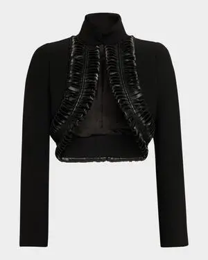 Alaïa Faux Leather-Trimmed Jacket - 995 - Noir