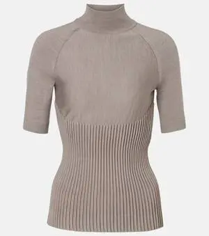 Alaïa Ribbed-knit Turtleneck Wool-blend Top