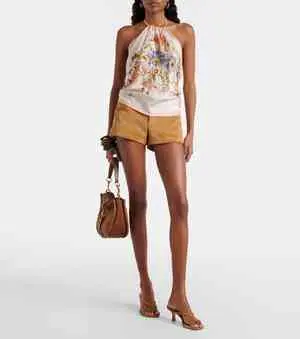 Etro Floral Halterneck Silk Top - Multicoloured