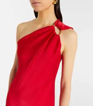 Max Mara Entrata Satin Midi Dress - Red