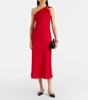 Max Mara Entrata Satin Midi Dress - Red