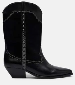 Isabel Marant Étoile Duerte Leather And Suede Cowboy Boots - Black