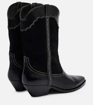 Isabel Marant Étoile Duerte Leather And Suede Cowboy Boots - Black