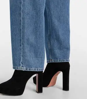 AQUAZZURA Martine 110 Suede Platform Ankle Boots - Black