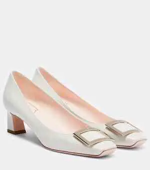 ROGER VIVIER Trompette 45 Patent Leather Pumps - Grey