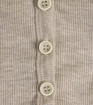 Eterne Ribbed Cropped V-neck Cardigan - Beige