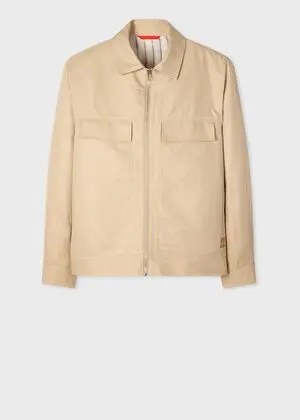 Paul Smith Ecru Cotton-linen Zip Overshirt