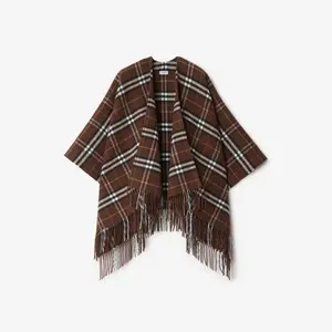Burberry Check Wool Cashmere Cape Treacle