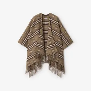 Burberry Check Wool Cashmere Cape Vole