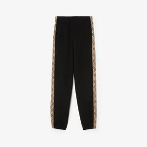 Burberry Check Trim Cotton Jogging Pants - Black