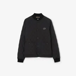 Burberry Quilted Nylon Jacket With Leather Stamp - Black