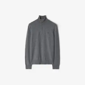 Burberry Cashmere Blend Half-zip Sweater - Grey